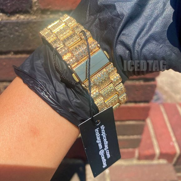 Accessories | Full Iced Out Gold Plated Red Face Stylish Luxury Party ...